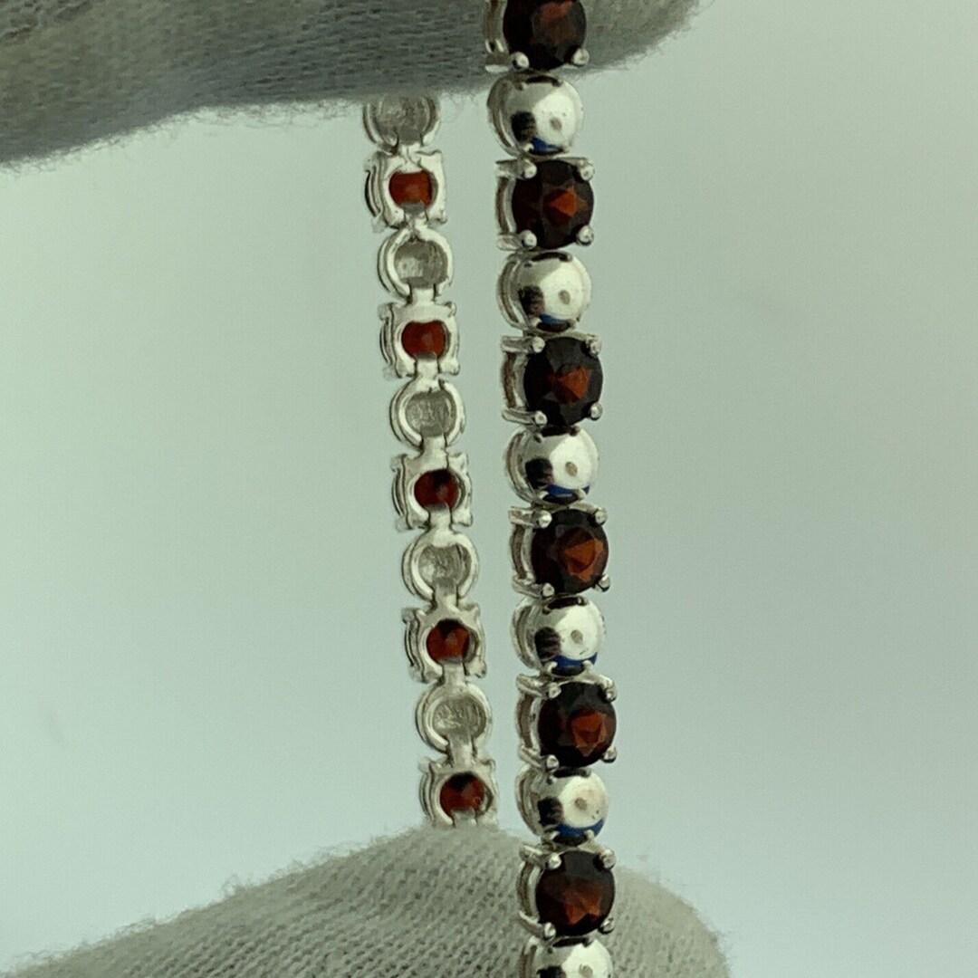 Designer HAN 925 Sterling Silver Garnet January Anniversary Tennis Bracelet - Etsy