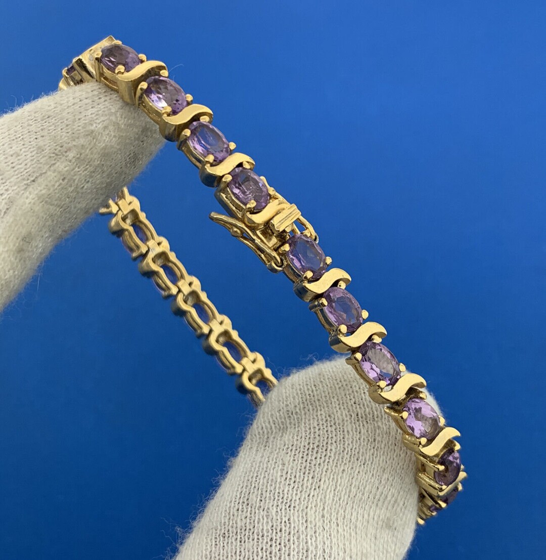 Designer HAN Thailand Vermeil Sterling Silver 925 Amethyst Tennis Bracelet - Etsy