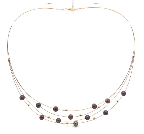 Adi Paz ZRW Israel 14K Yellow Gold Smoky Quartz Chocolate Pearl Cable Necklace Etsy