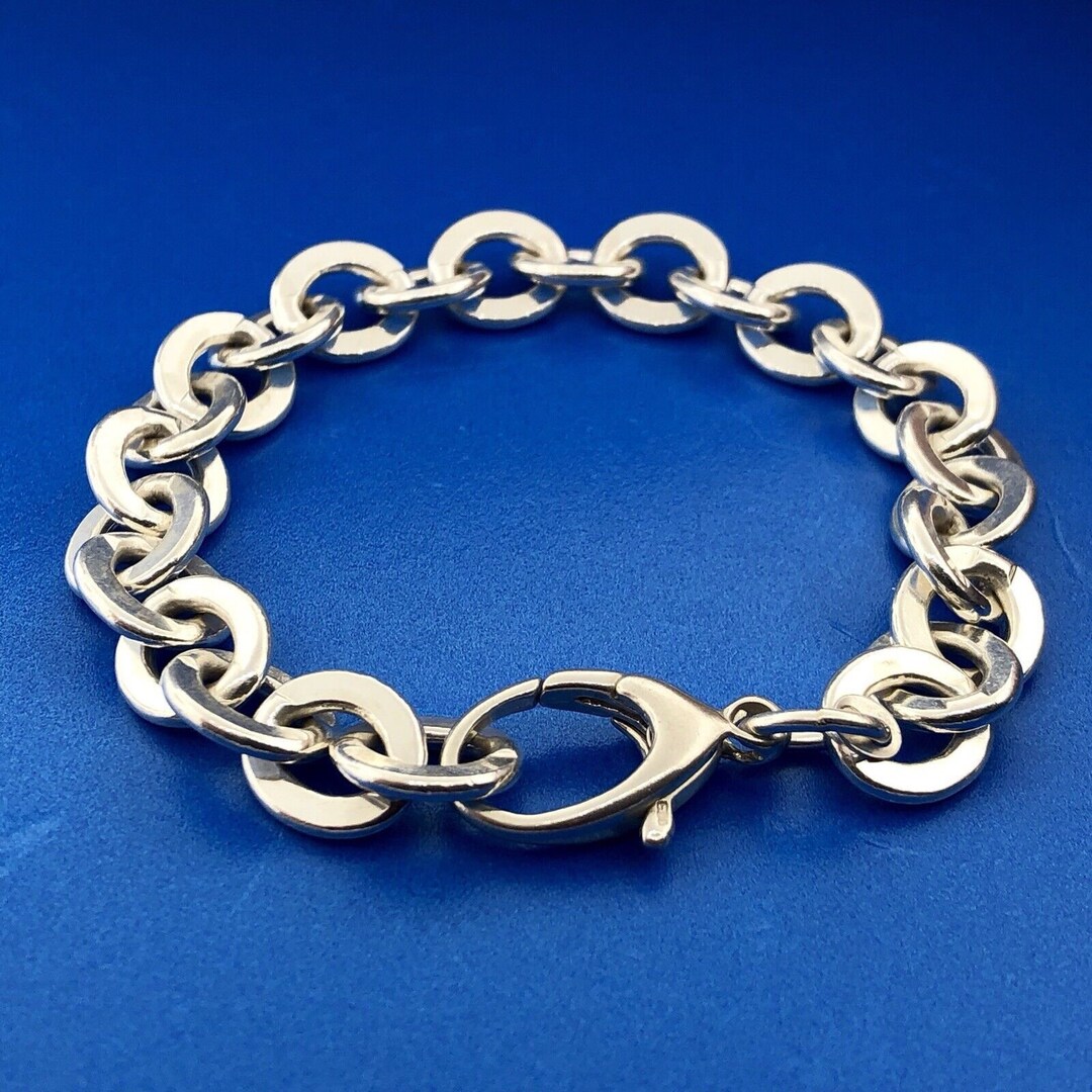 Designer 925 Sterling Silver Flat Circle Link Statement Fashion Charm ...