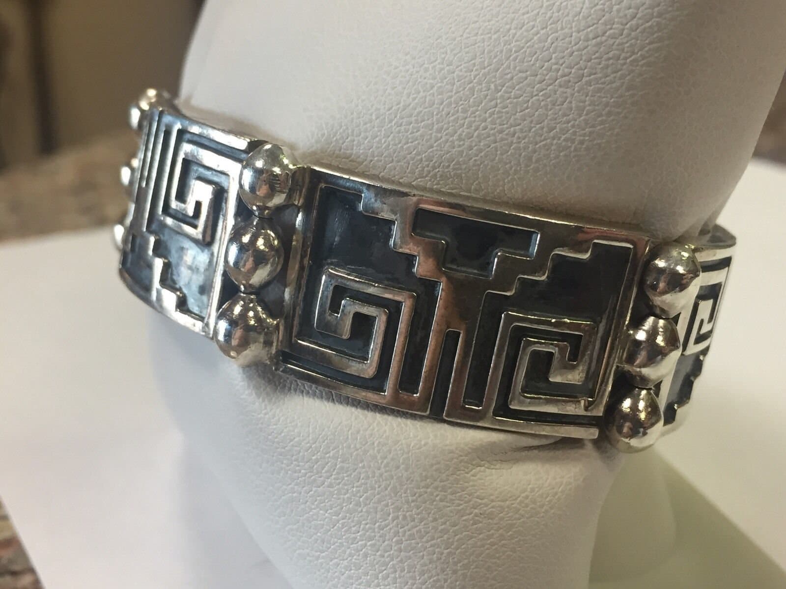 Sterling Silver JR Heavy Mexico 925 Aztec Design Beaded Bracelet - Etsy