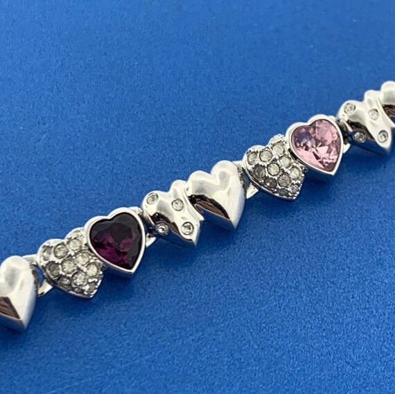 Swarovski Silver Toned Purple Pink Diamond Crystal He… - Gem