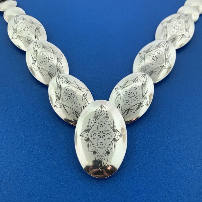 Designer QT Sterling Silver 925 Graduated Etched Oval Disk 20.5 Chain ...