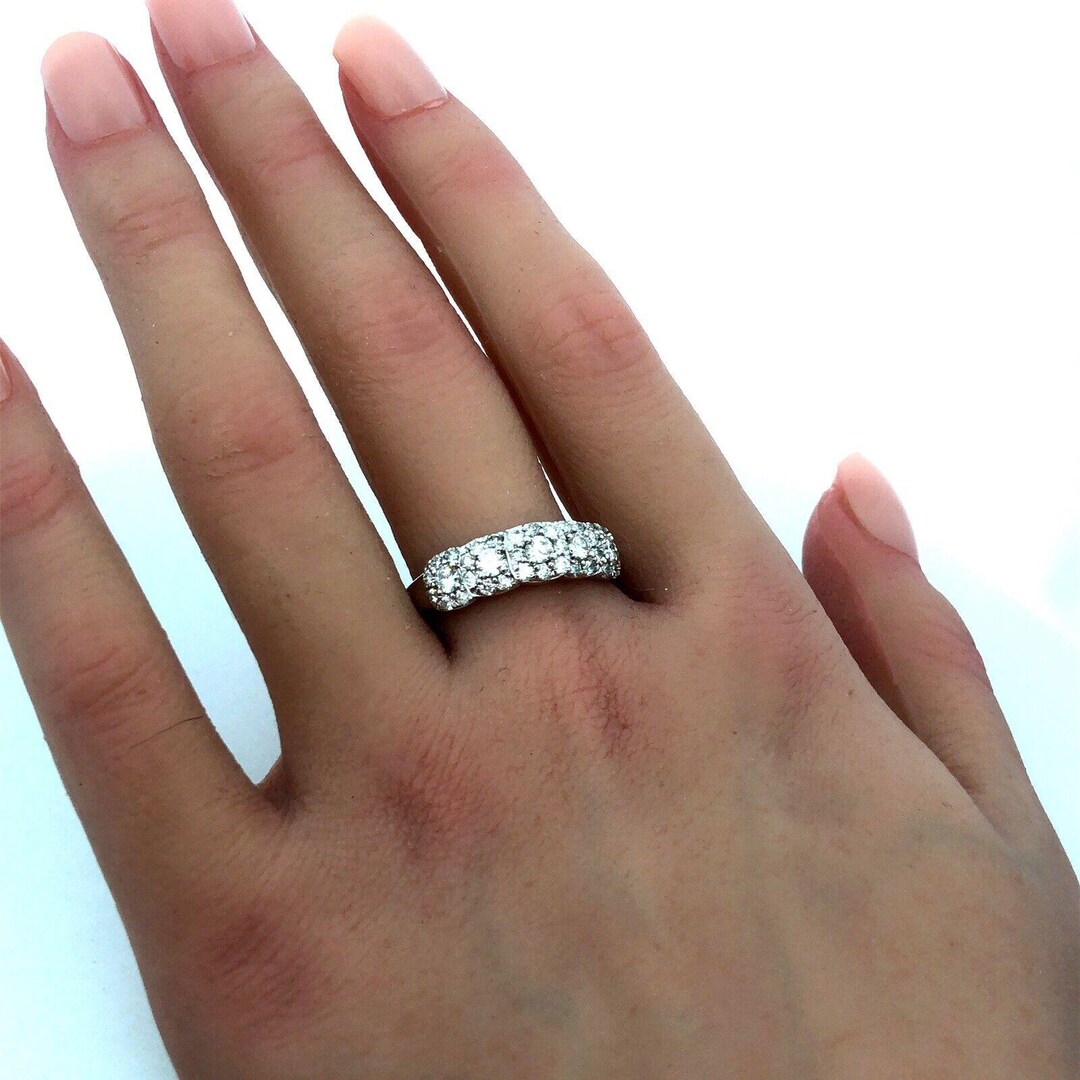 Designer UD 14K White Gold Diamond Halo Cluster Wedding Anniversary ...
