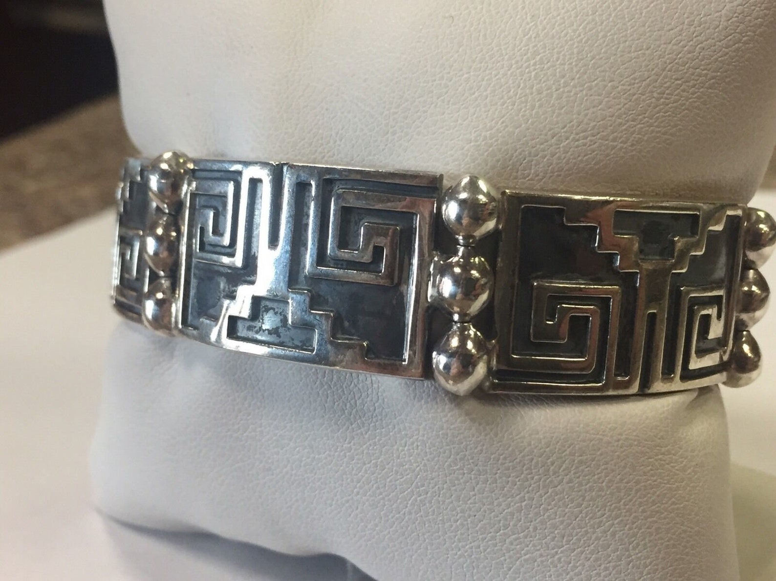 Sterling Silver JR Heavy Mexico 925 Aztec Design Beaded Bracelet - Etsy