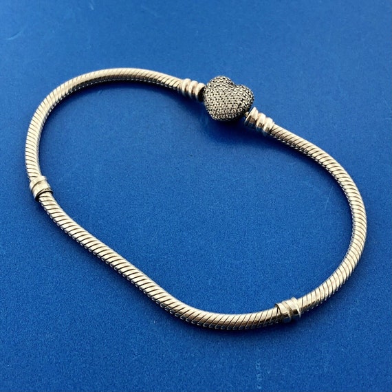 Authentic PANDORA Moments Sparkling Pavé Heart Snake … - Gem
