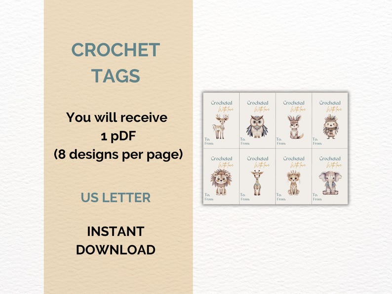 Crochet Project Tags, Printable Crochet Labels for Handmade Items ...