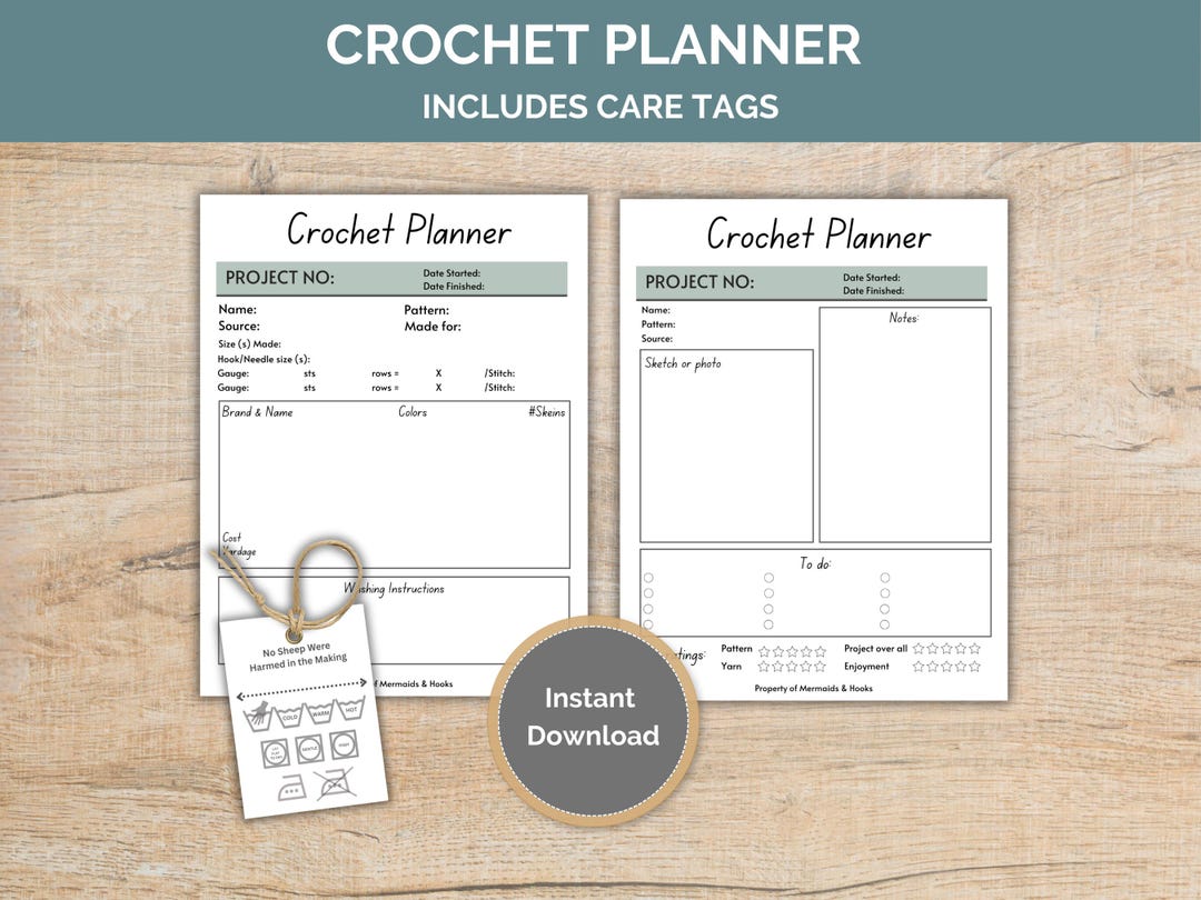 Digital Crochet Planner, Printable Crochet Project Planner, Crochet ...