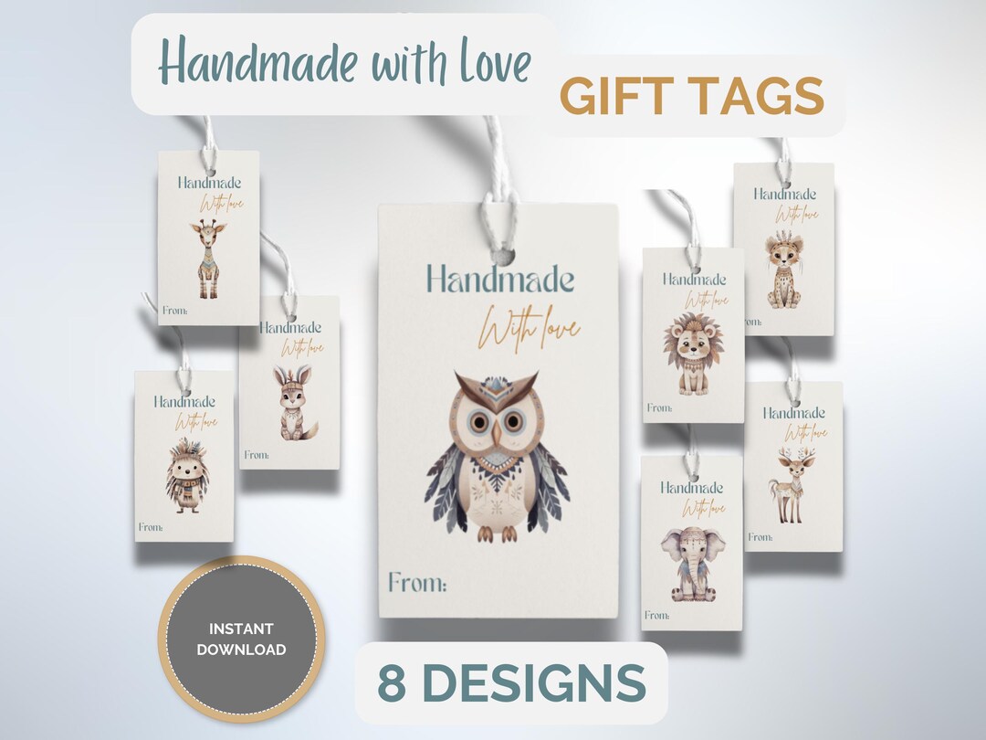 Handmade With Love Gift Tags Downloadable Printable Gift Tags Handmade ...