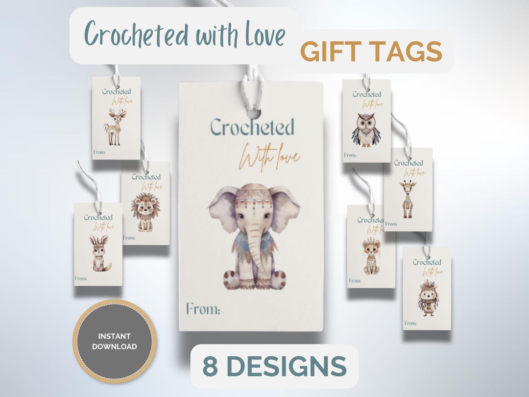 Printable Crochet Animal Gift Tags: Cute Downloadable Pattern for Baby ...