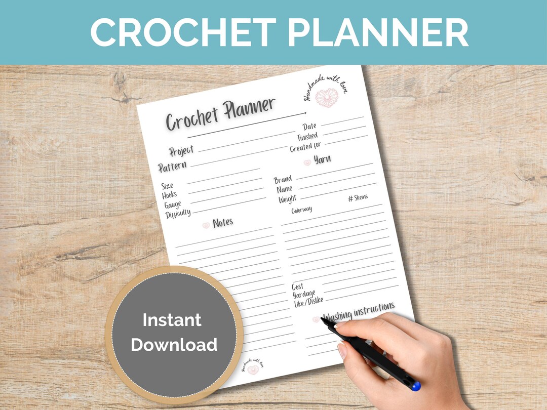 Crochet Planner Crochet Journal Printable Crochet Project Planner ...