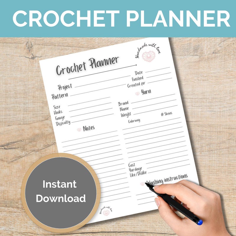 Printable Crochet Project Planner - Etsy