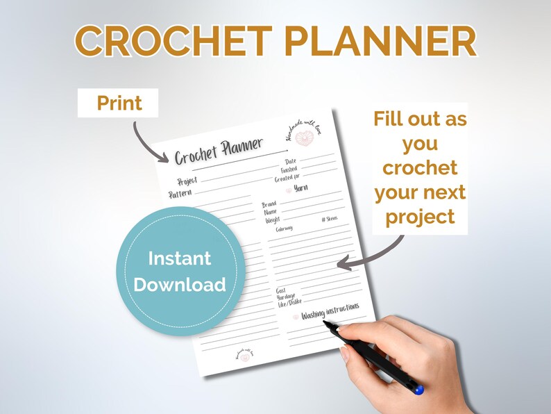 Crochet Planner: Digital and Printable Crochet Project Planner Journal ...