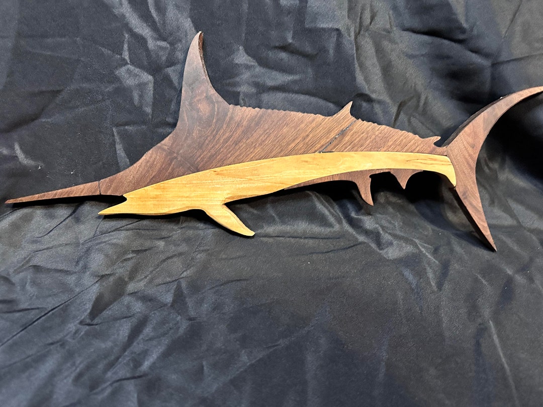 Black Marlin Wood Wall Mount - Etsy