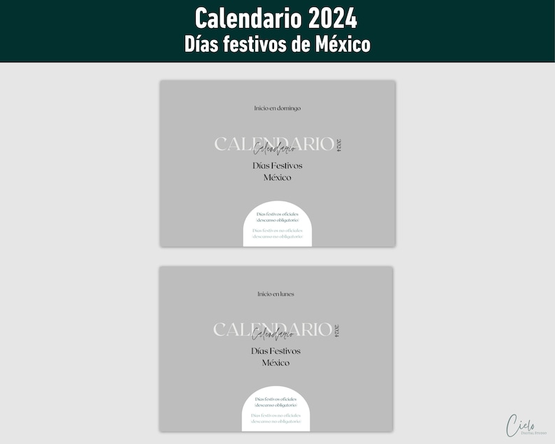 2024 Mexico Calendar With Holidays Minimalist Monthly Planner in ...
