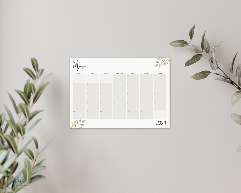 2024 Aesthetic Calendar in Spanish Downloadable PDF Monthly Planner ...