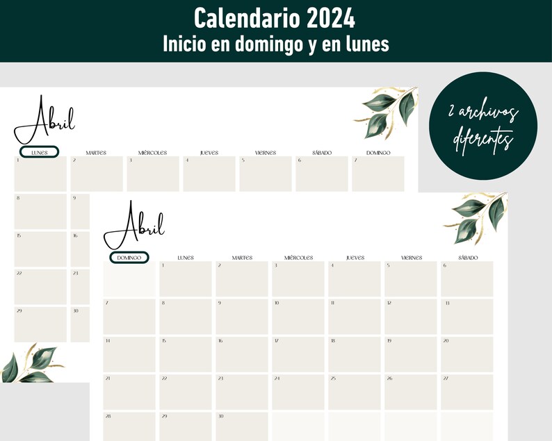 Calendario 2024 Aesthetic en Español Planificador Mensual PDF ...