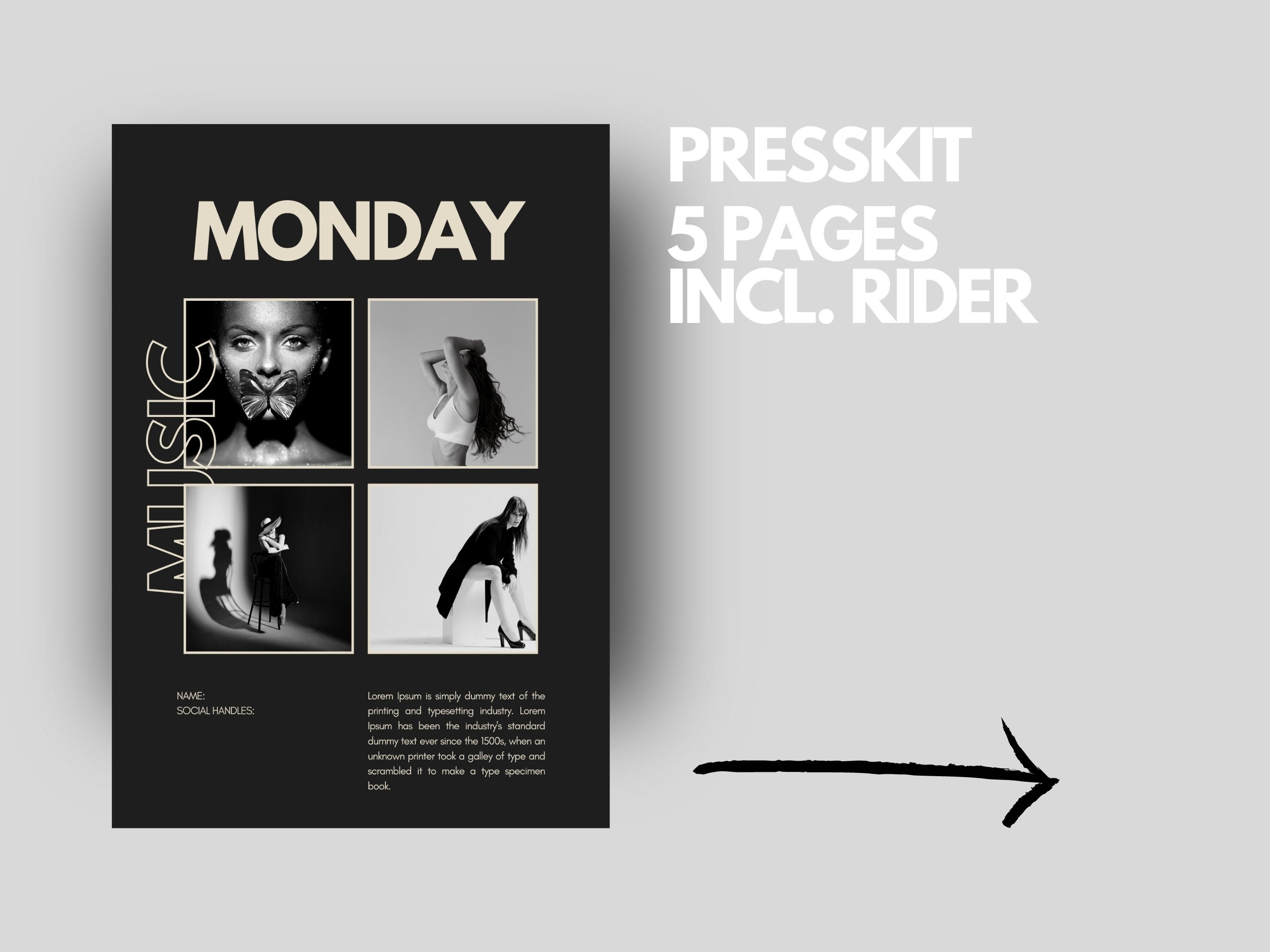 Mediakit Template for Artists Black, Dark, Presskit, Mu Sic, Epk, Dj ...