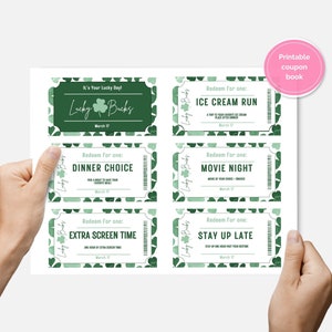 Lucky Bucks Coupon Book - St. Patrick's Day Leprechaun Gift Editable ...