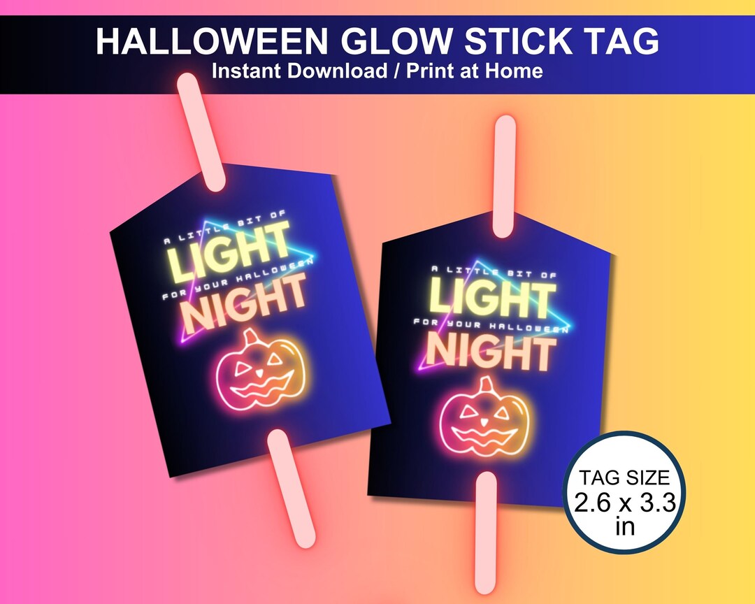 Halloween Treat Tag for Glow Stick / Halloween Party Favor / Halloween ...