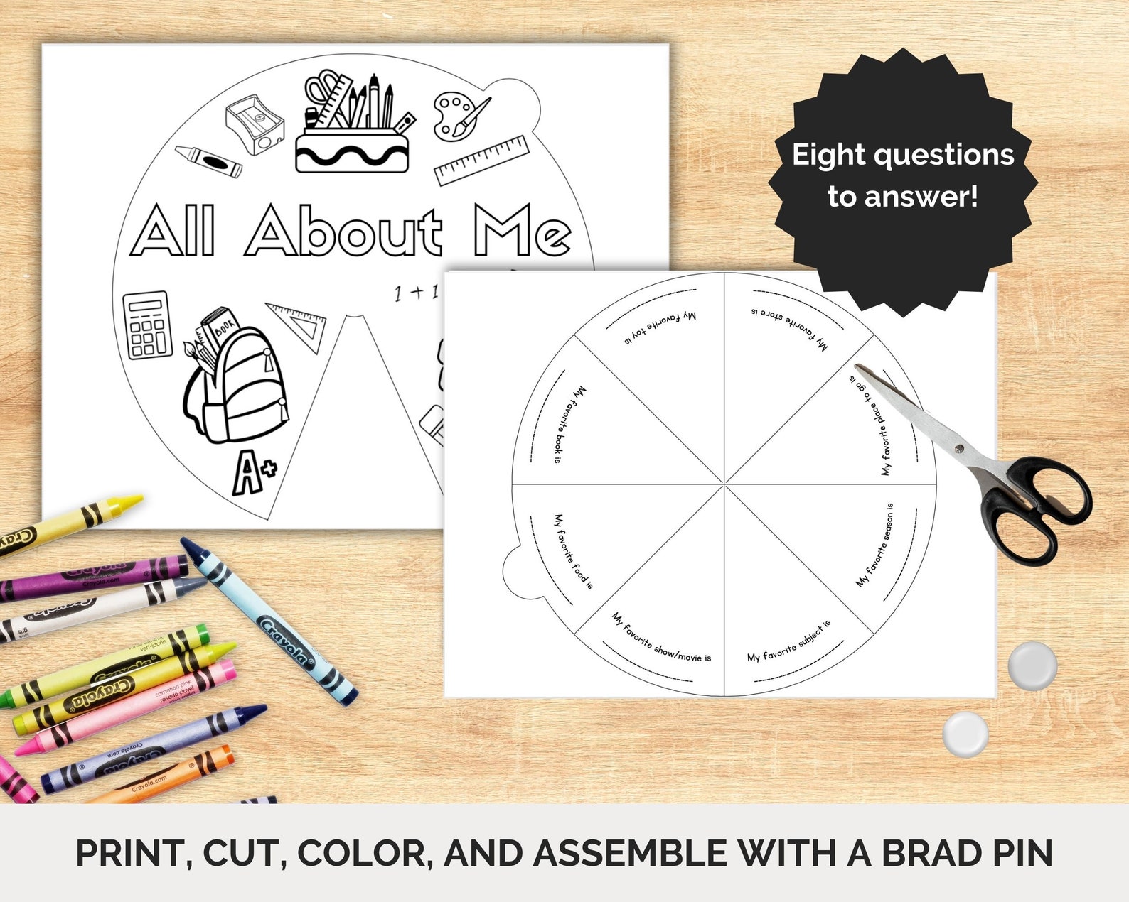 All About Me Spinner Wheel Coloring Craft / Get to Know Me / Back to ...