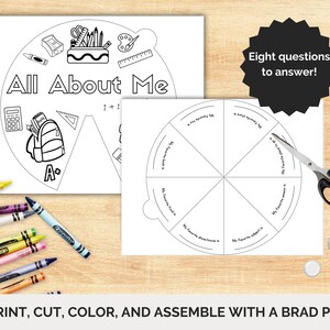 All About Me Spinner Wheel Coloring Craft / Get to Know Me / Back to ...