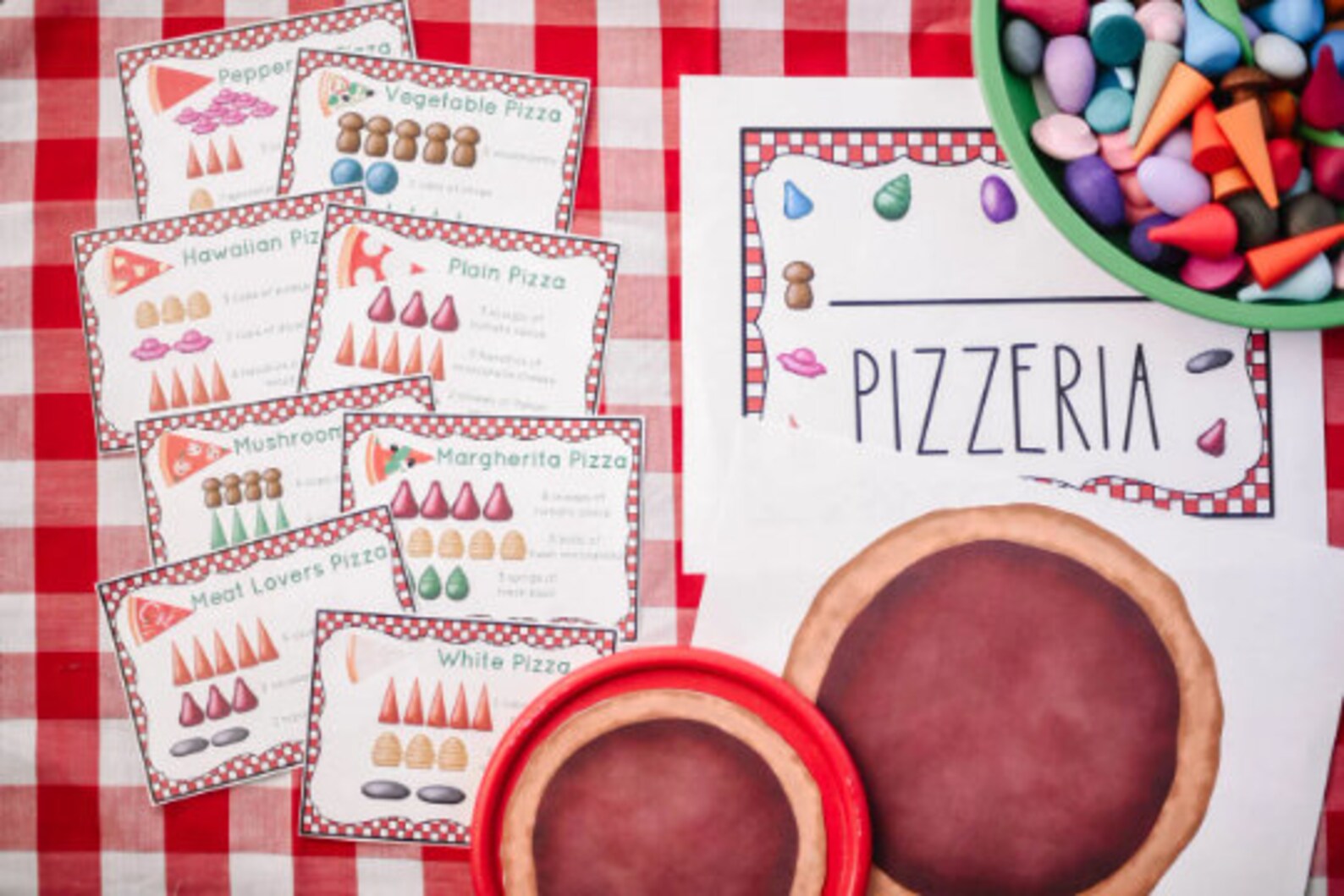 Loose Parts Pizzeria Recipe Cards Playset - for Use With Mandala Pieces ...