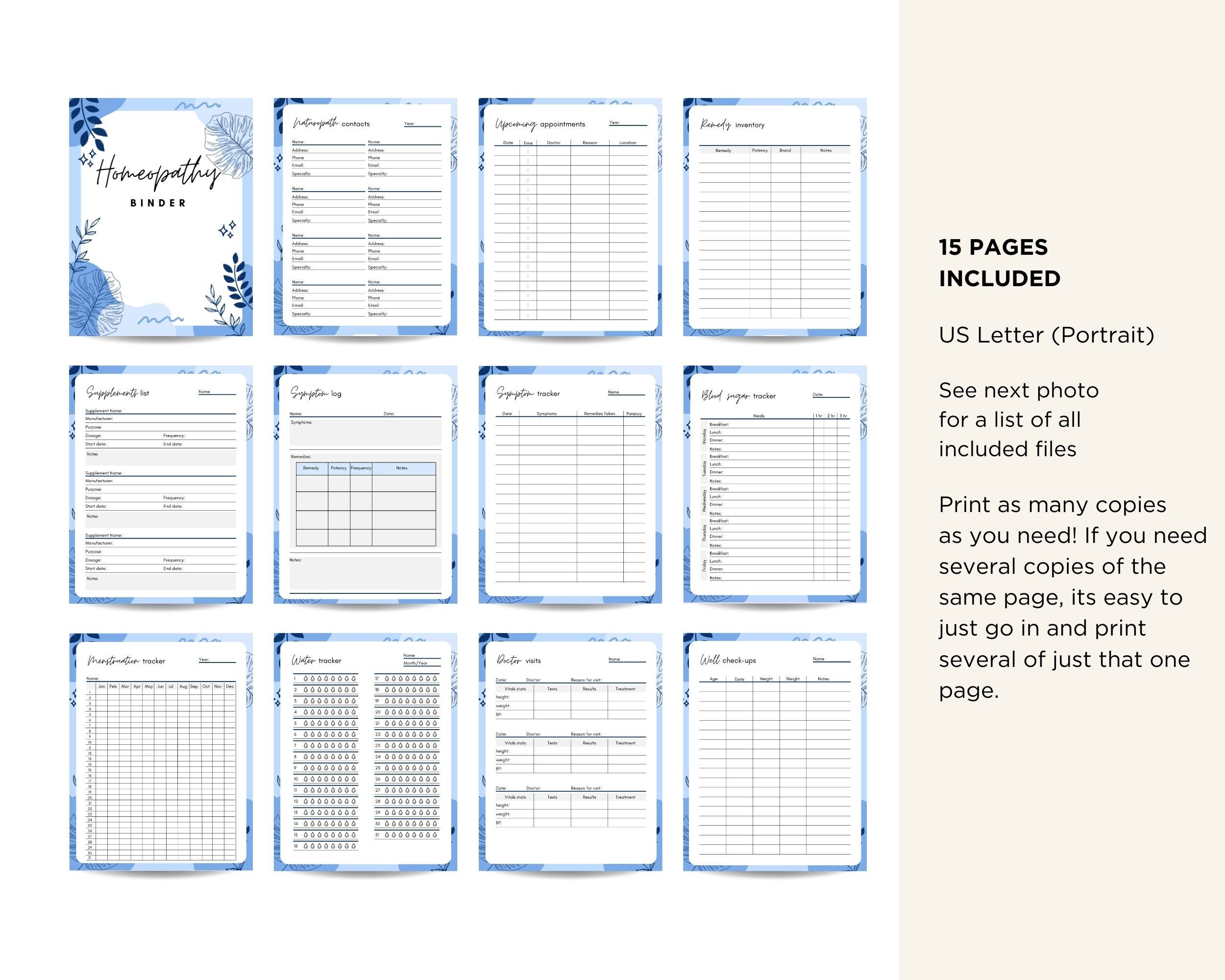 Homeopathy Medical Tracker, Journal, Notes PDF - Digital Download ...