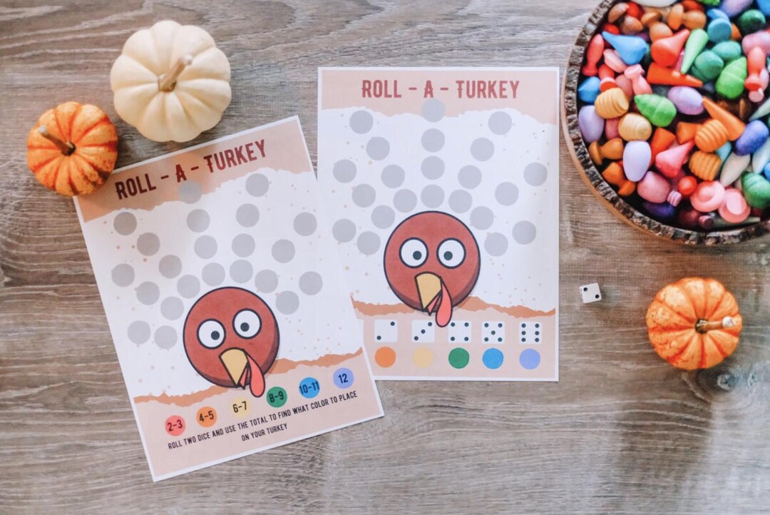 Thanksgiving Turkey Roll and Cover / Thanksgiving Roll a Turkey / Kids ...