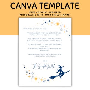 Switch Witch Letter Template / Switch Witch Printable / Halloween ...