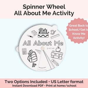 All About Me Spinner Wheel Coloring Craft / Get to Know Me / Back to ...