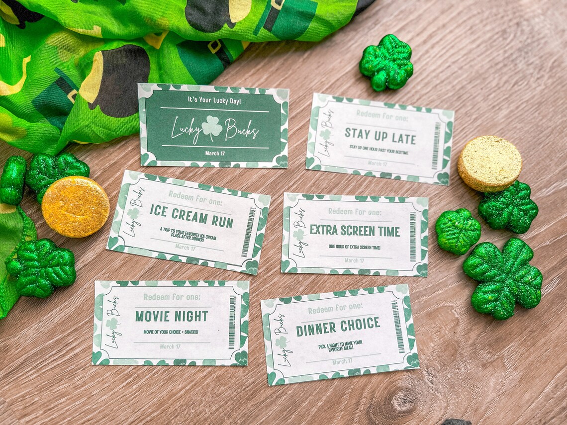 Lucky Bucks Coupon Book - St. Patrick's Day Leprechaun Gift Editable ...