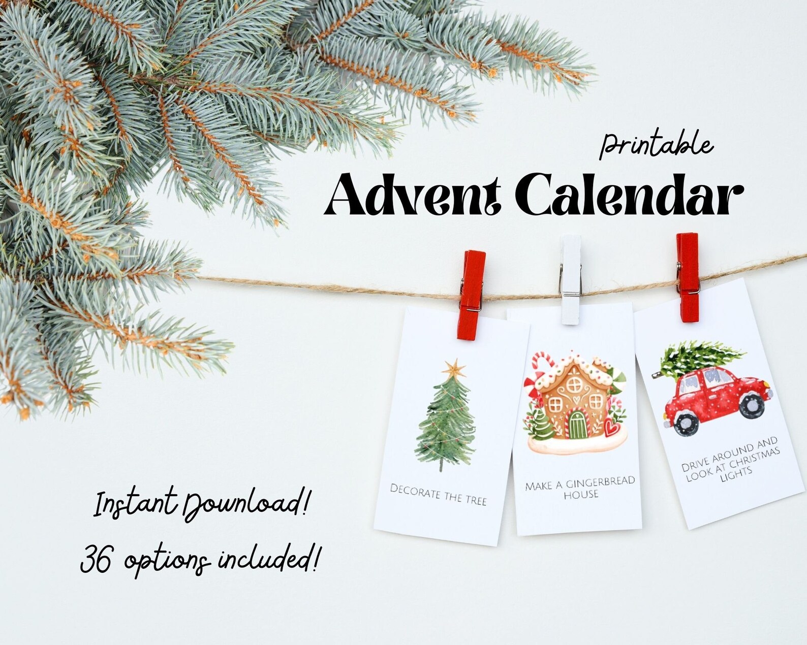 Printable Christmas Advent Activity / Instant Download Advent Calendar ...