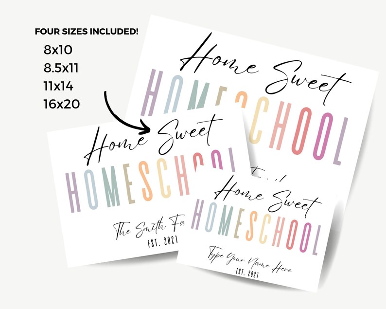 Home Sweet Homeschool - Editable Printable Sign (digital Download ...