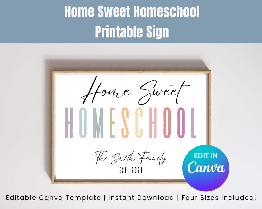 Home Sweet Homeschool - Editable Printable Sign (digital Download ...