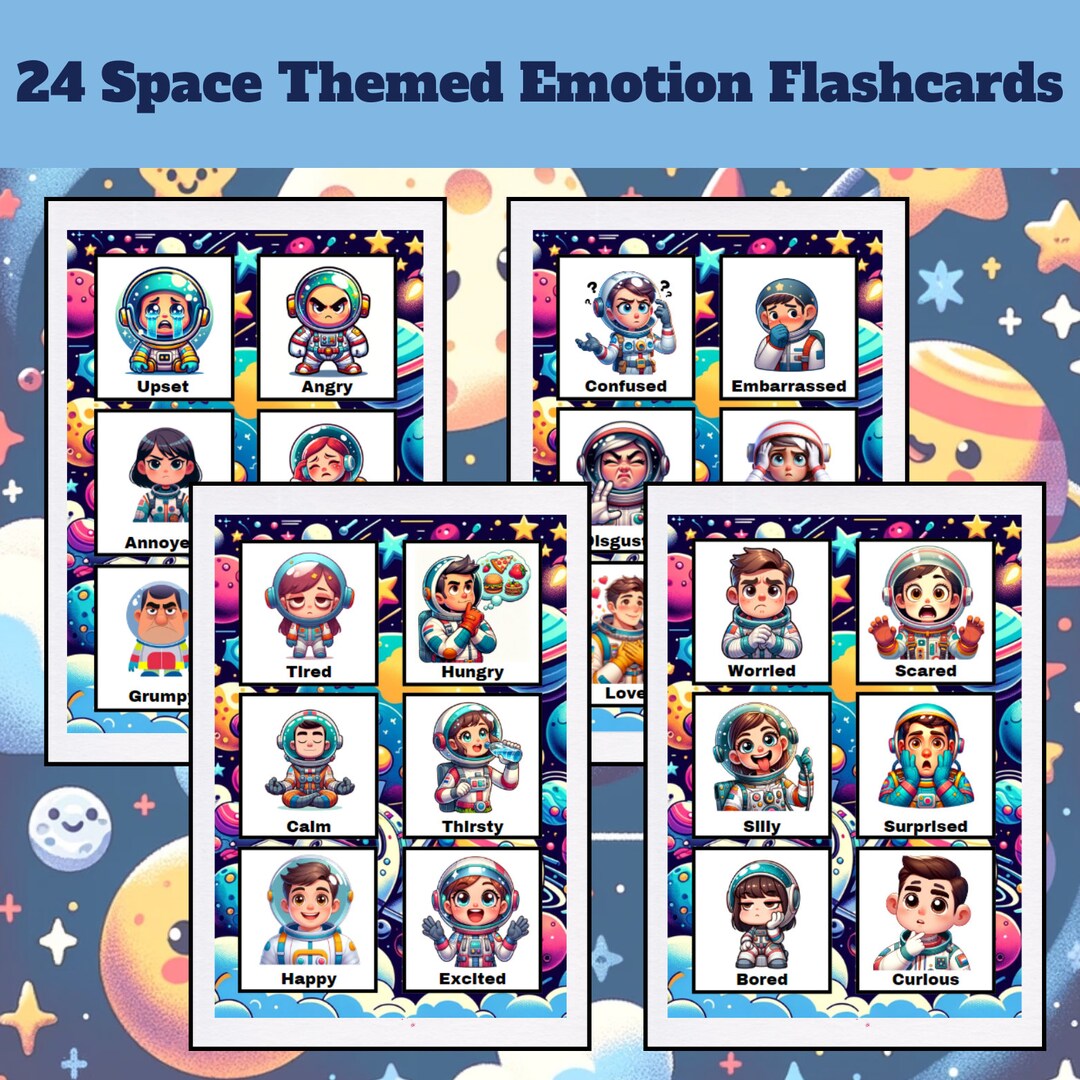 Space Themed Emotion Flashcards | Printable Resource for Therapist ...