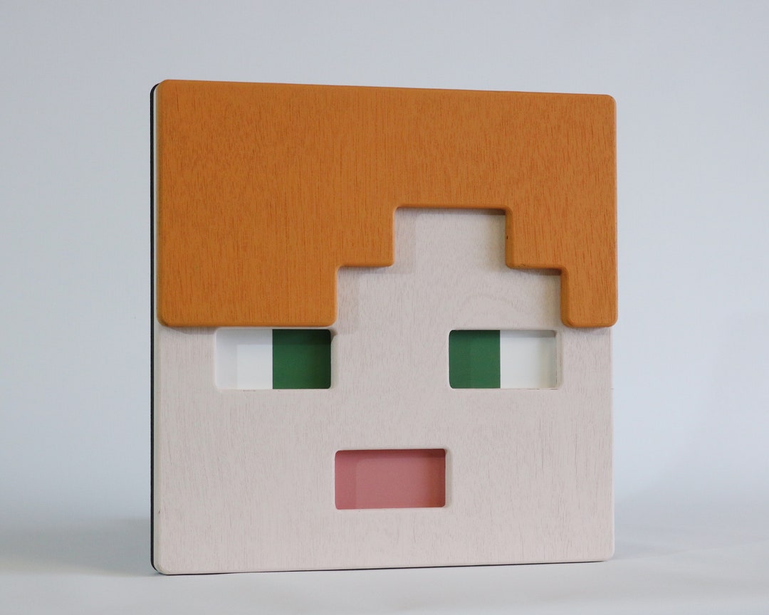 Handcrafted Large Wooden Minecraft Alex Head - Plywood Wall Hanging ...