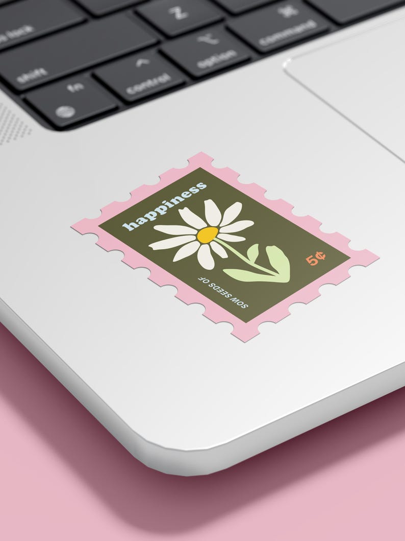 Happiness Spring Daisy Stamp Sticker - Etsy