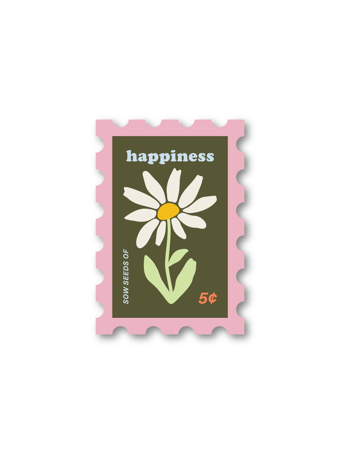 Happiness Spring Daisy Stamp Sticker - Etsy