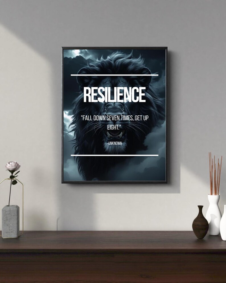 Motivational Quotes Wall Art, Resilience Poster With Japanese Proverb ...