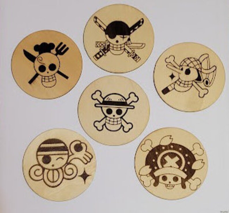 One Piece Coasters Wood Straw Hat Pirates Anime - Etsy