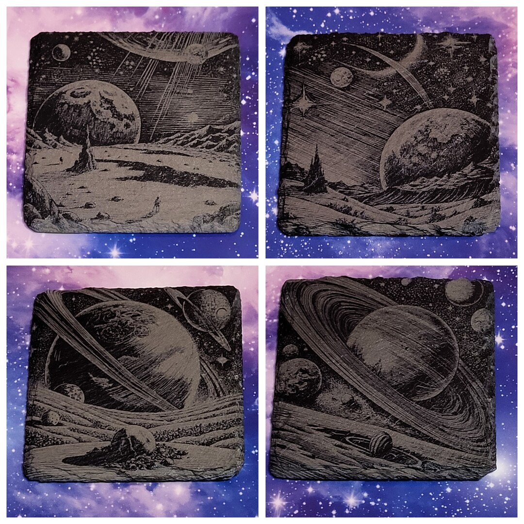 Space Themed Slate Coasters Planets Galaxy Moon - Etsy
