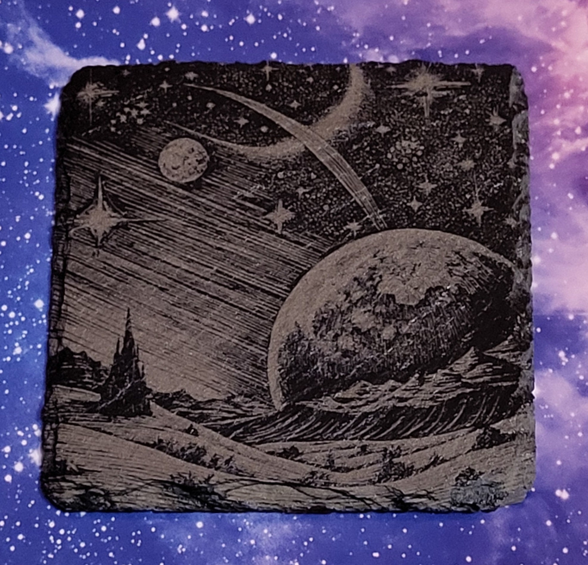 Space Themed Slate Coasters Planets Galaxy Moon - Etsy