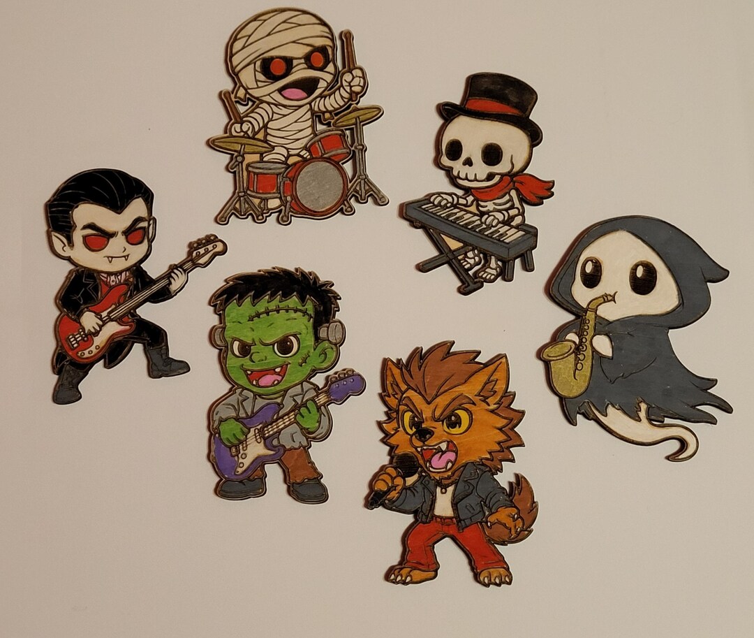 Monster Band Magnets Laser Engraved Wood - Etsy