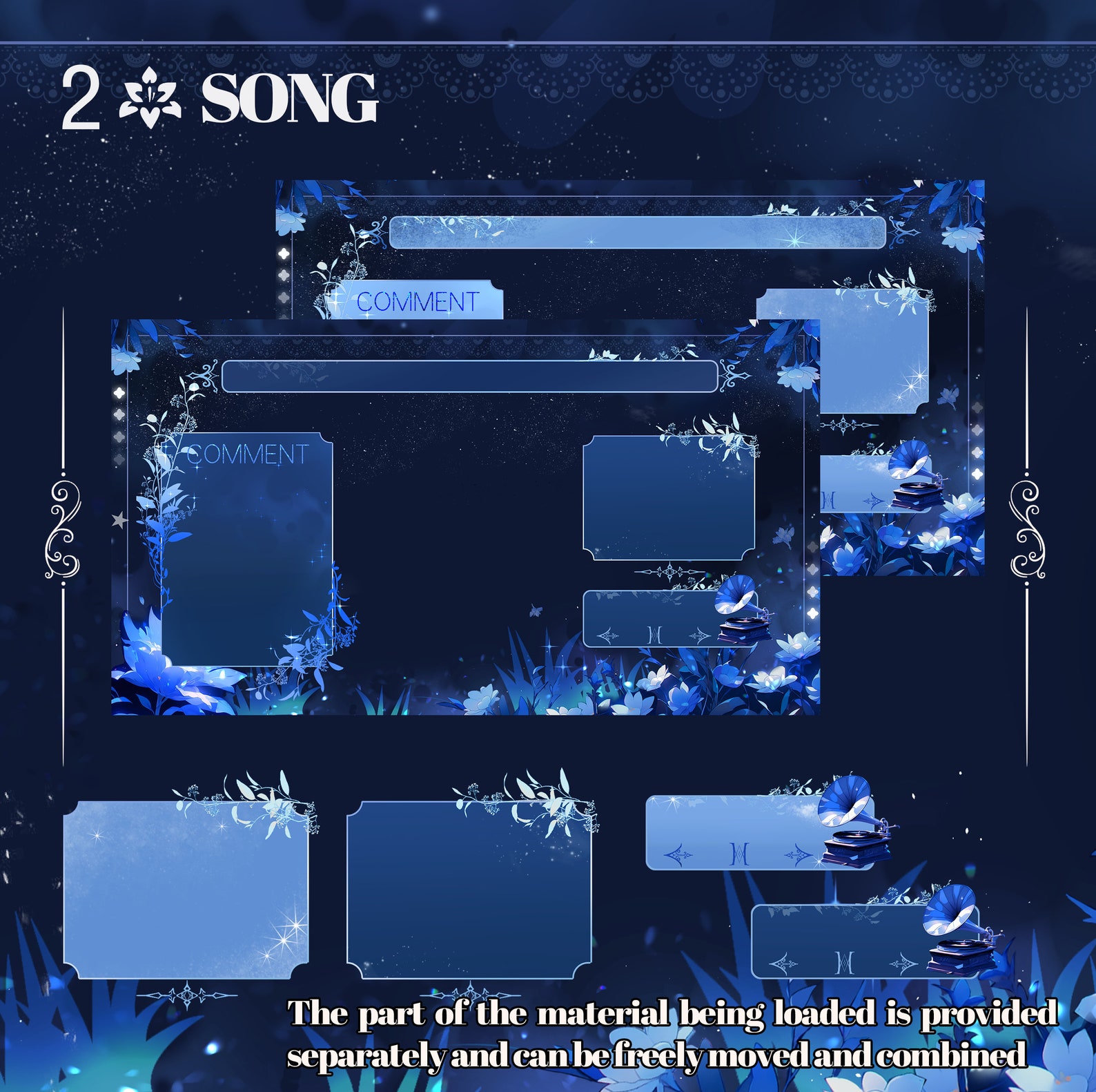 Starry Moonlit Night DIY Stream Overlay: Dynamic Backgrounds (PNG, MOV ...