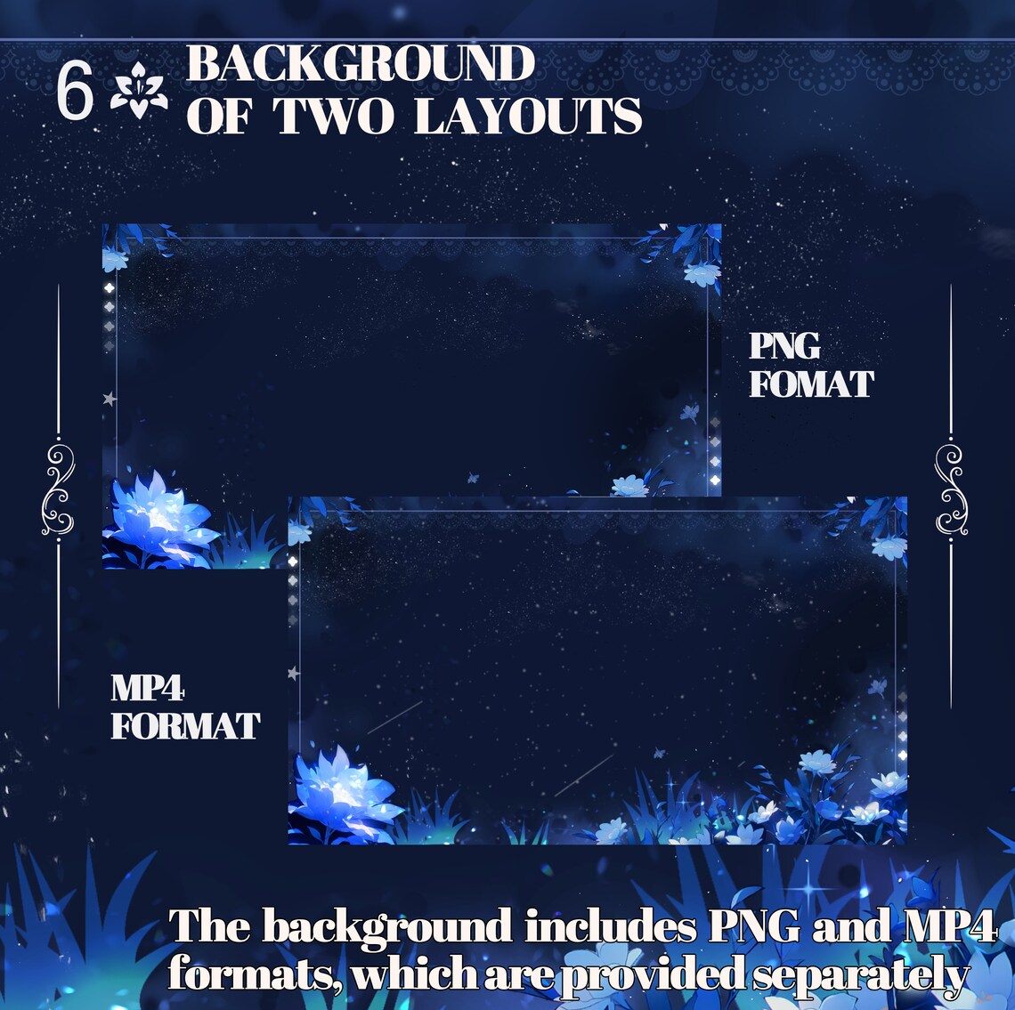 Starry Moonlit Night DIY Stream Overlay: Dynamic Backgrounds (PNG, MOV ...