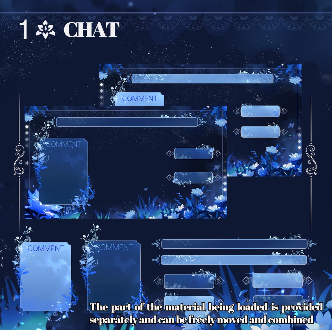 Starry Moonlit Night DIY Stream Overlay: Dynamic Backgrounds (PNG, MOV ...