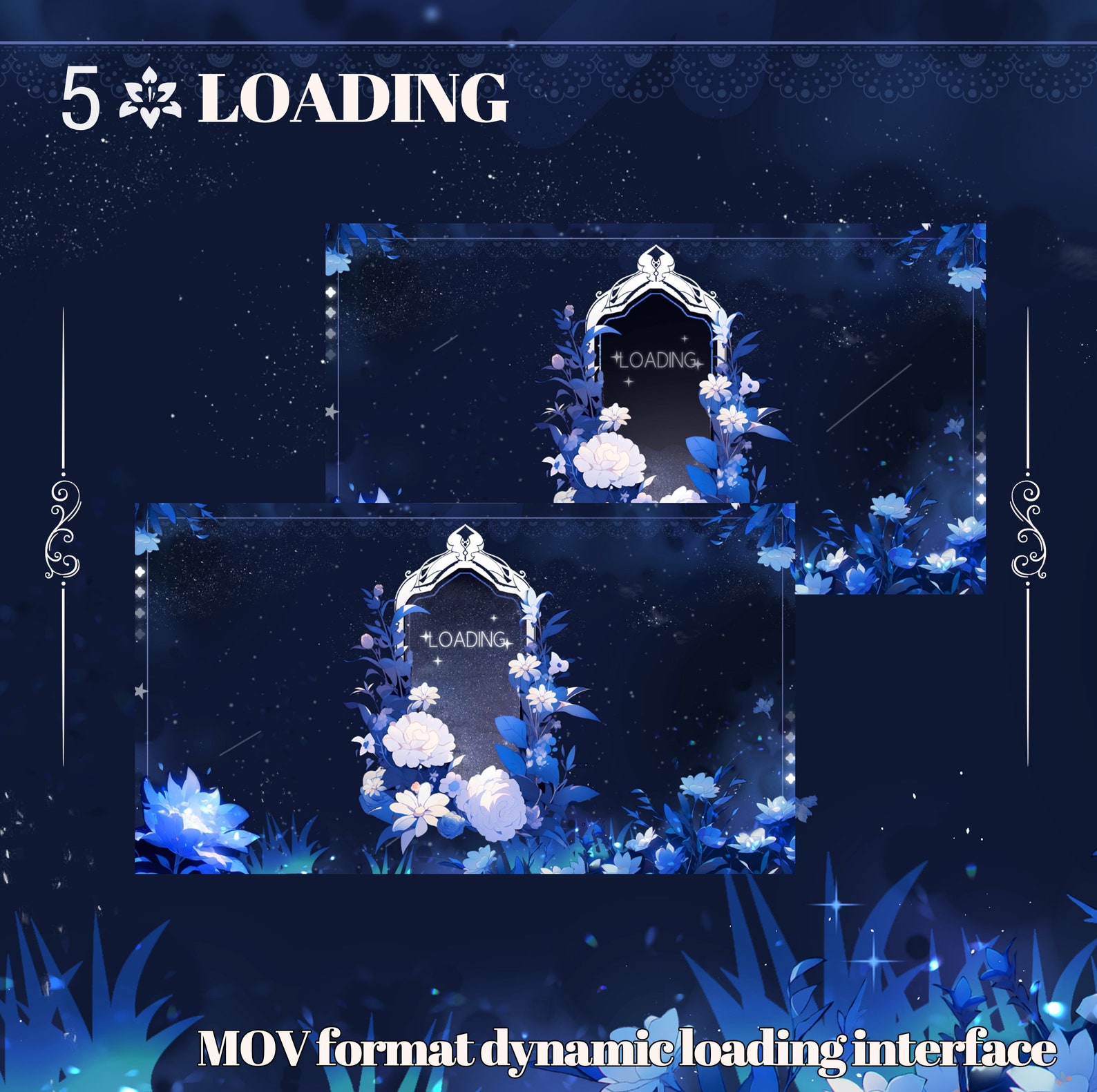 Starry Moonlit Night DIY Stream Overlay: Dynamic Backgrounds (PNG, MOV ...