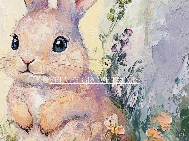 Vintage Rabbit Oil Painting: Spring Easter Decor (digital Download) - Etsy