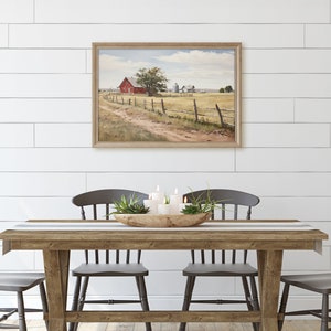 Farm and Red Barn Oil Painting, Instant Download, Printable Art ...